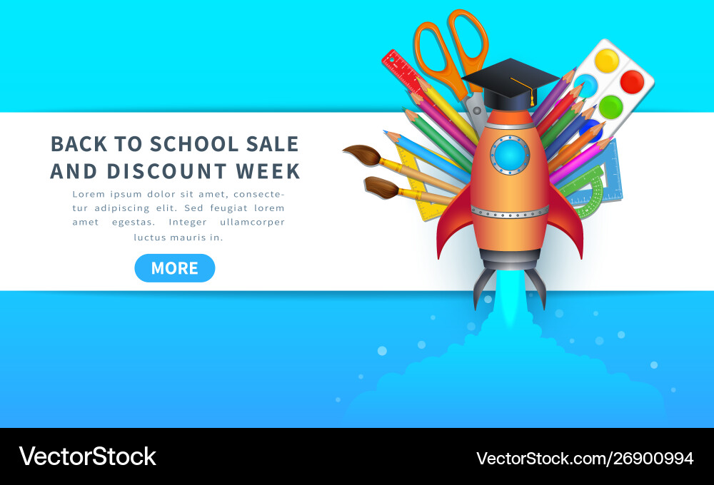 Back to school and discount week promotion rocket Vector Image