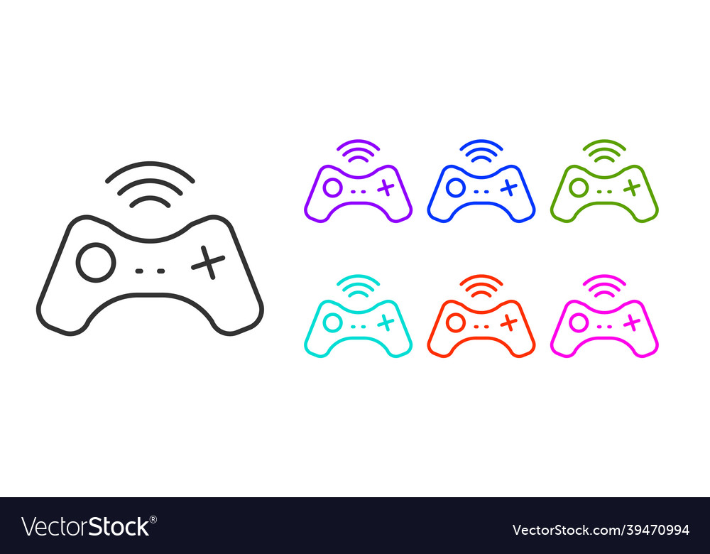 Black line wireless gamepad icon isolated on white Black line wireless gamepad icon isolated on white