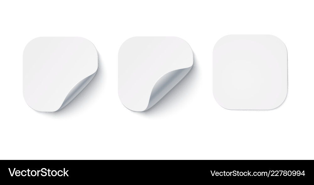 Blank white adhesive stickers with curled corners Vector Image