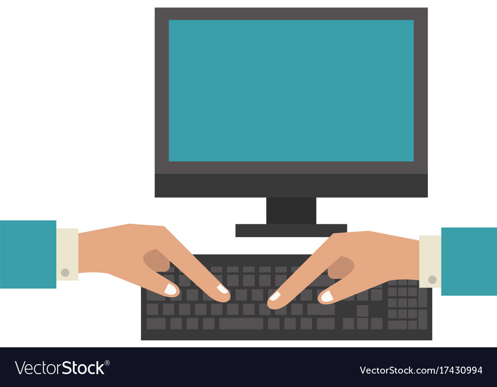 Computer and keyboard icon image Royalty Free Vector Image
