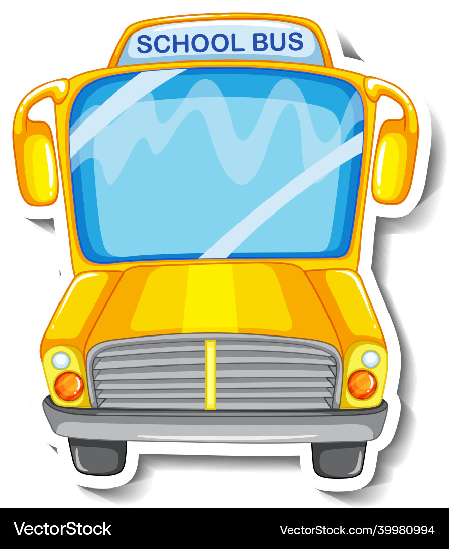School bus cartoon sticker on white background Vector Image