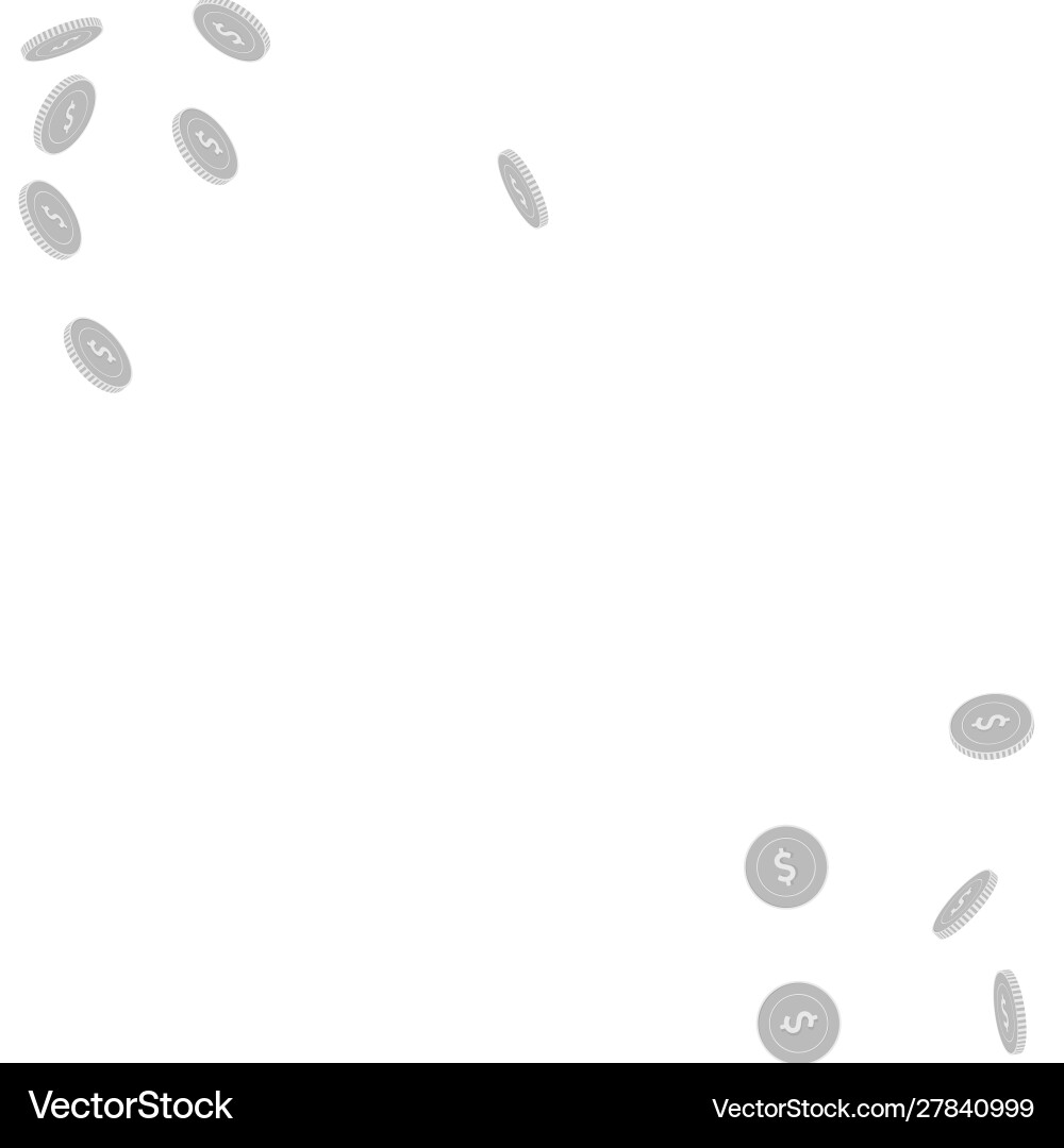 American dollar coins falling scattered black Vector Image