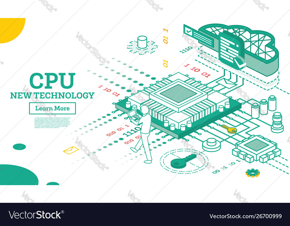 Isometric cpu computer technology big data Vector Image