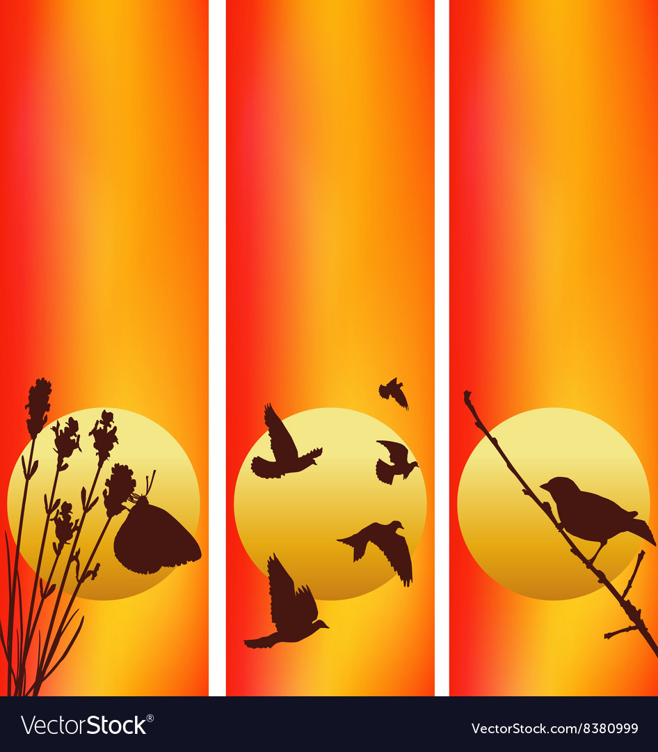 Three sunset Royalty Free Vector Image - VectorStock