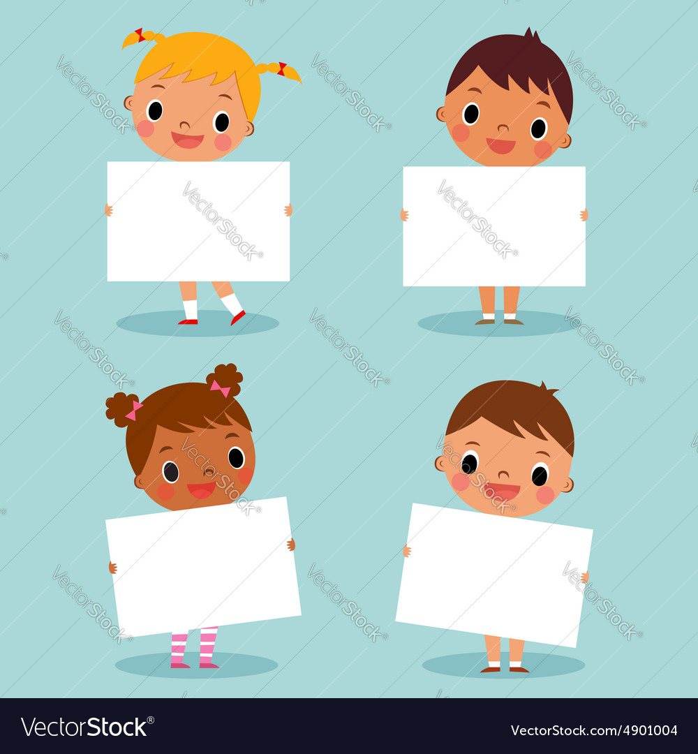 Children holding blank sign Royalty Free Vector Image