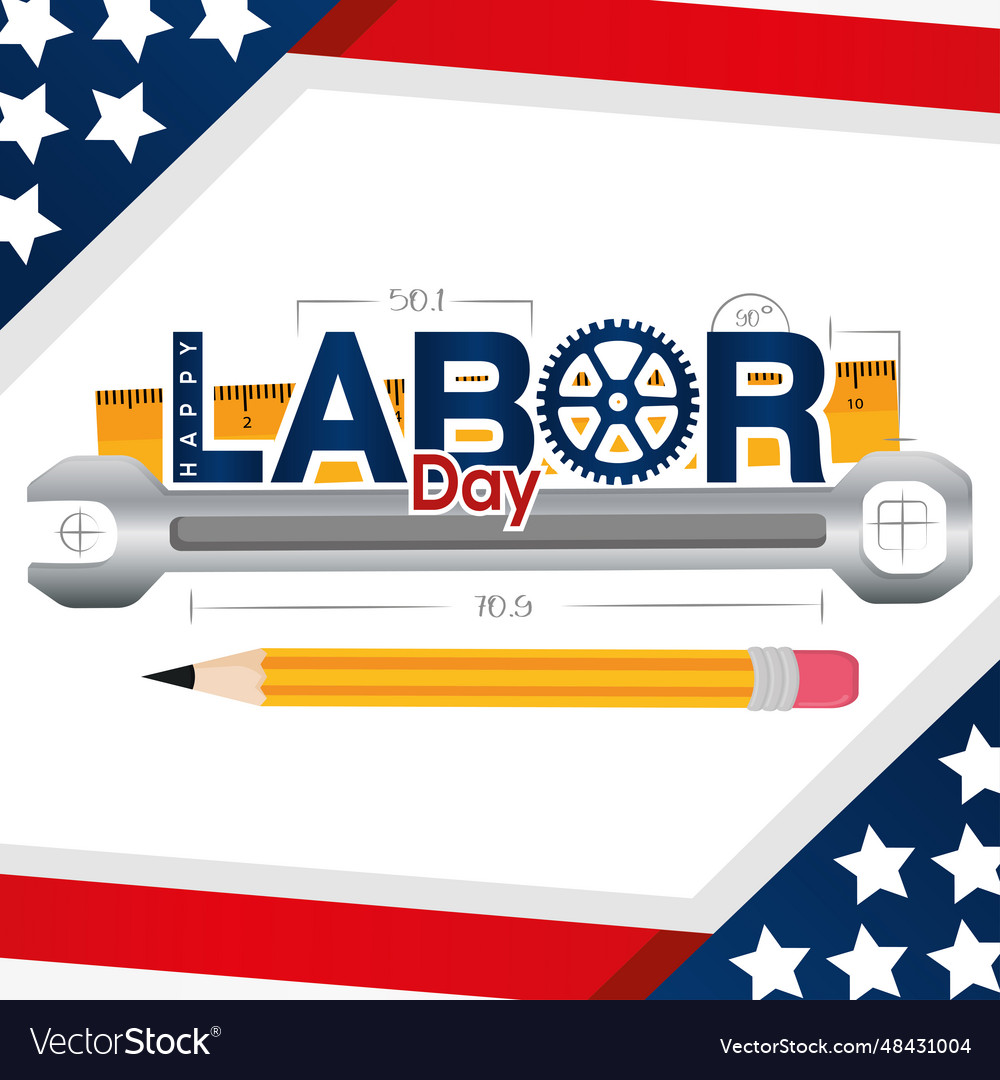 Colored labor day template with construction tools