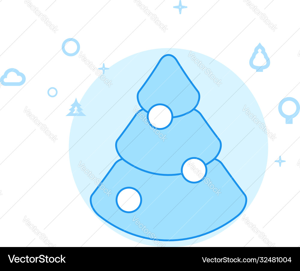 Decorated christmas tree flat icon light blue Vector Image
