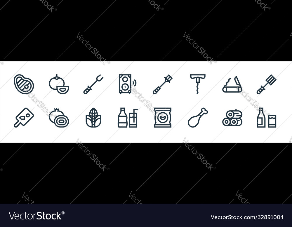Flat barbecue line icons linear set quality line Vector Image