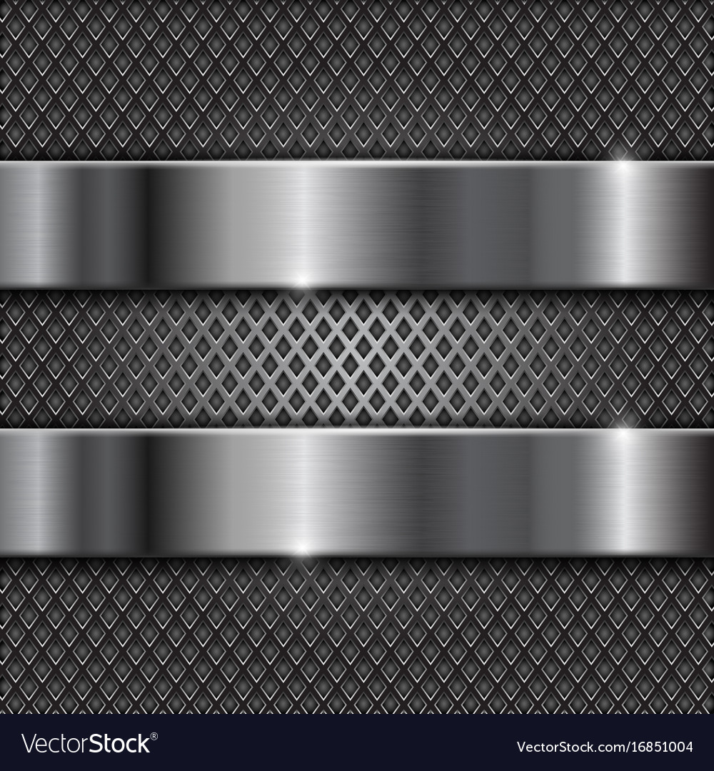 Metal Brushed Shiny Plates On Perforated Vector Image