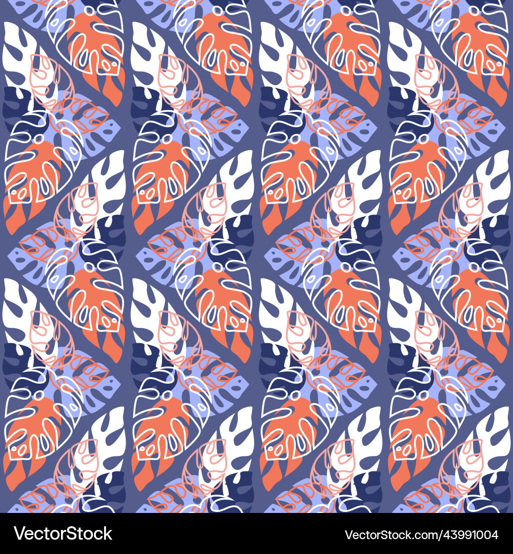 Rainforest seamless pattern on purple background Vector Image
