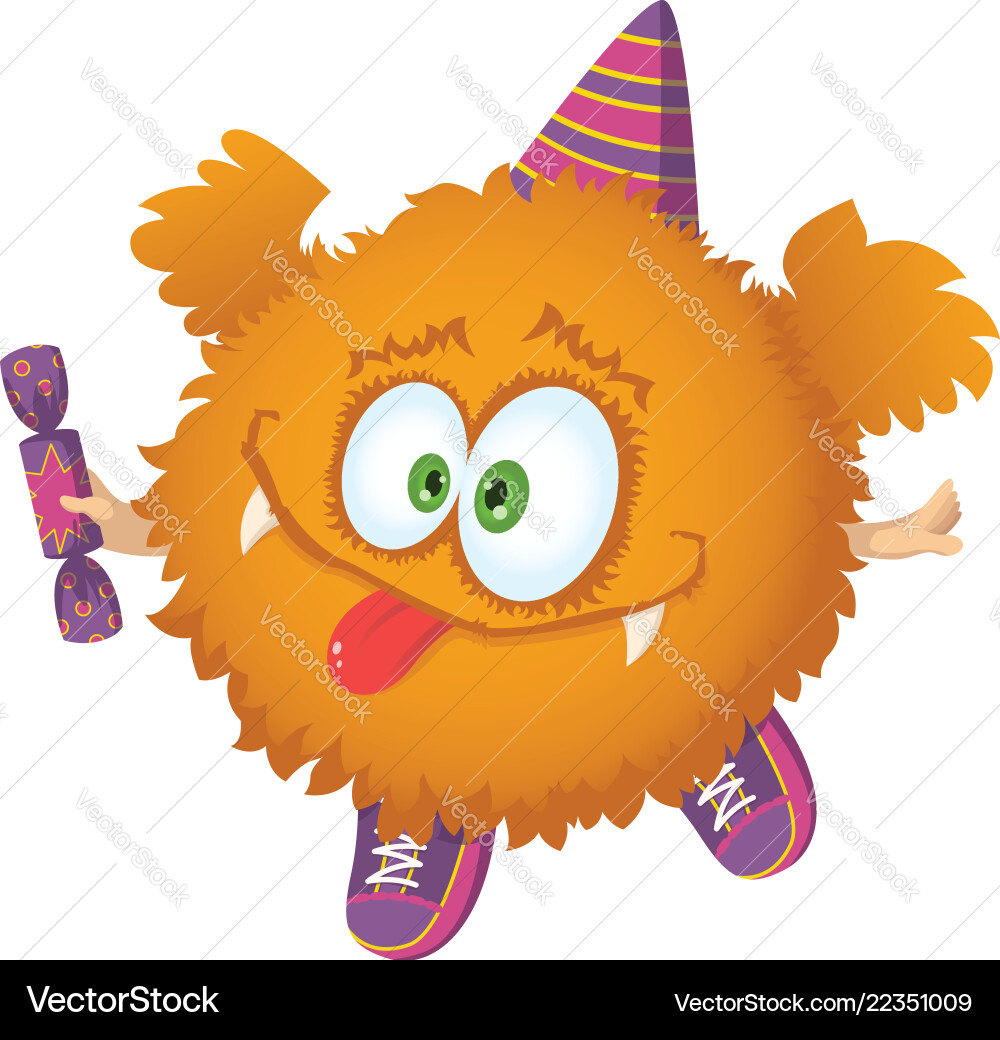 Cute red fluffy character with wings sneakers Vector Image