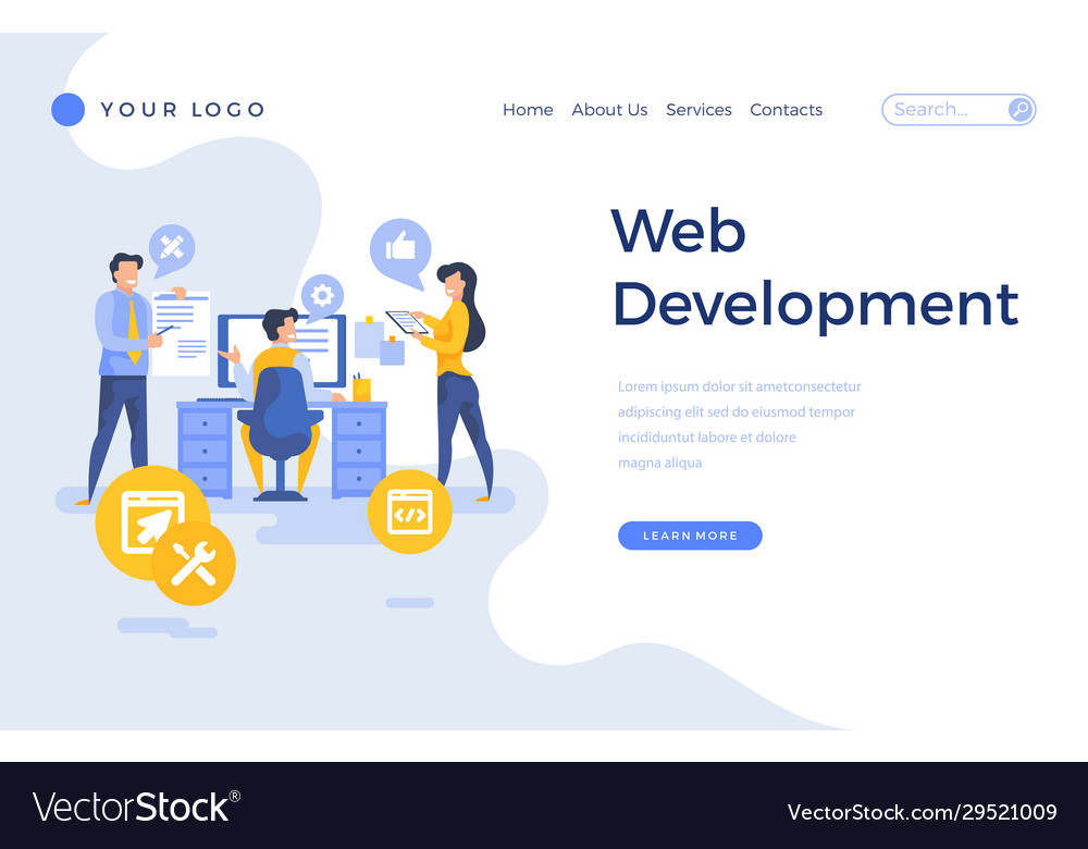 Landing page template web development concept Vector Image Landing page template web development concept Vector Image