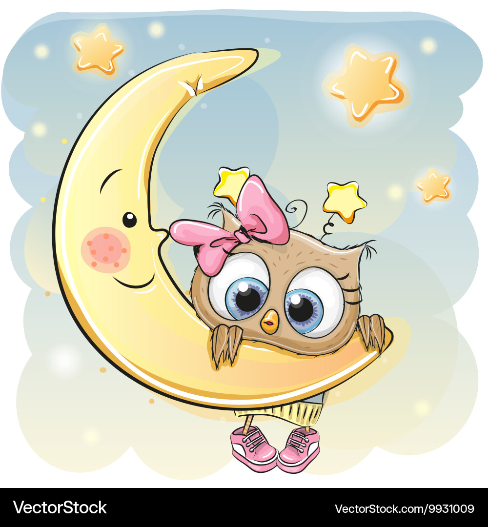 Owl on the moon Royalty Free Vector Image - VectorStock