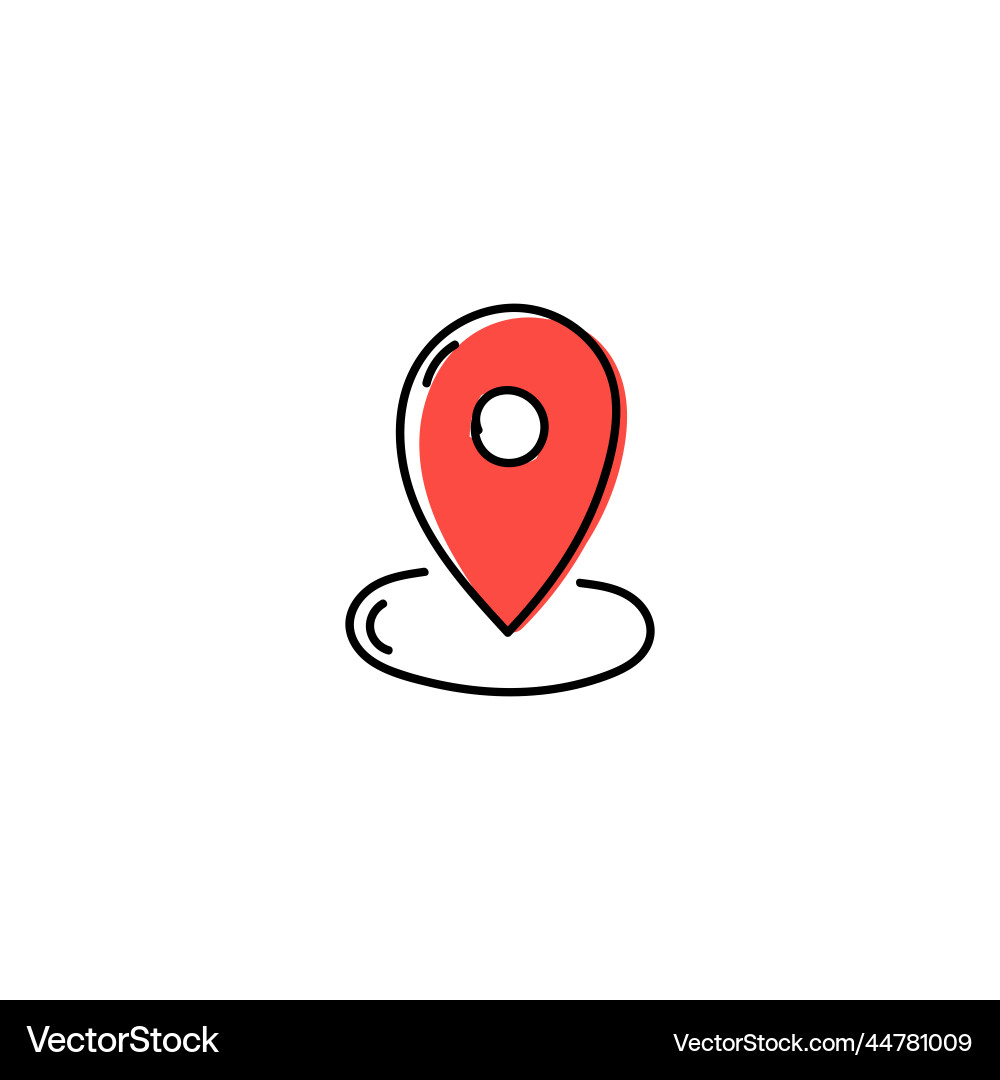 Red navigation web map pointer hand drawn Vector Image