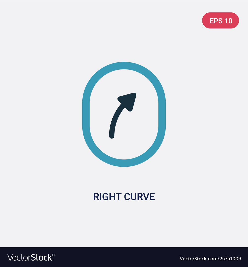 Two color right curve icon from user interface Vector Image