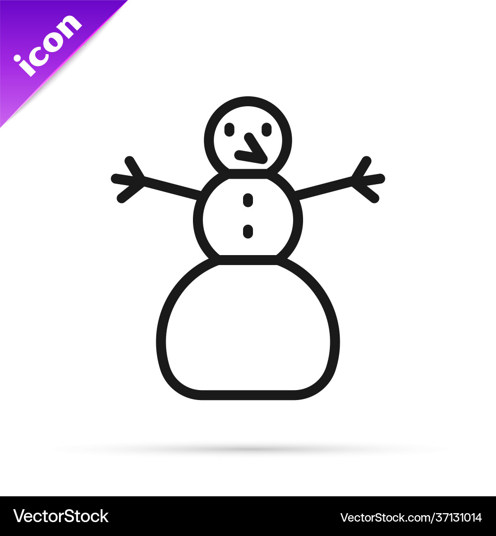 Black line christmas snowman icon isolated Vector Image