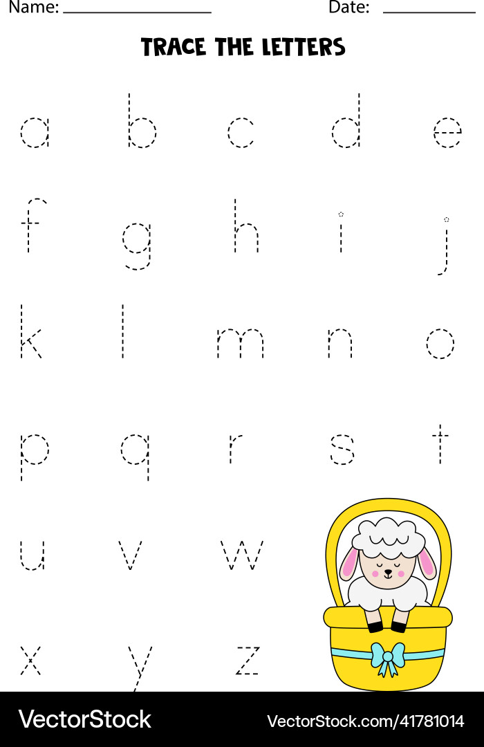 Learning alphabet tracing letters cute cartoon Vector Image