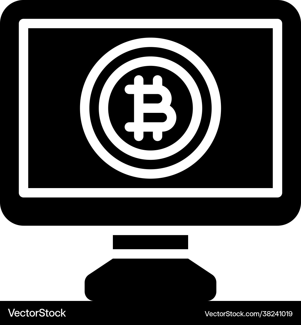 Bitcoin on screen icon cryptocurrency related Vector Image