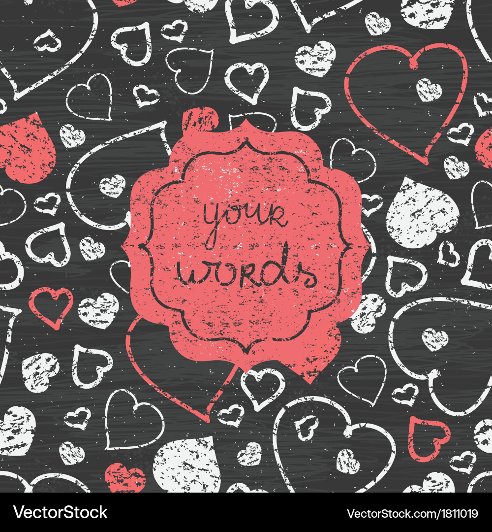 Chalkboard art hearts red frame seamless pattern Vector Image
