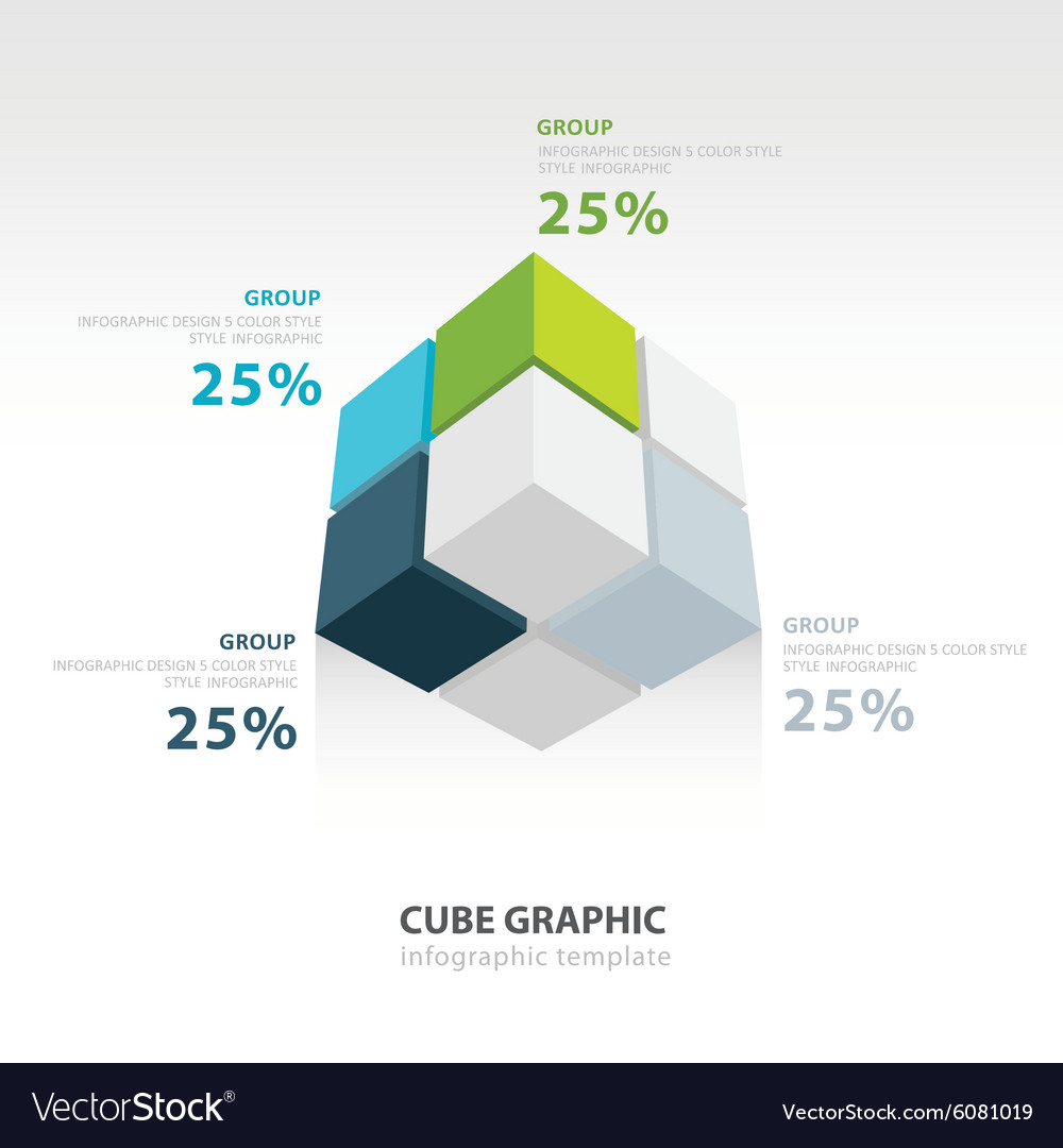 Cube Infographic Template Bottom View Royalty Free Vector