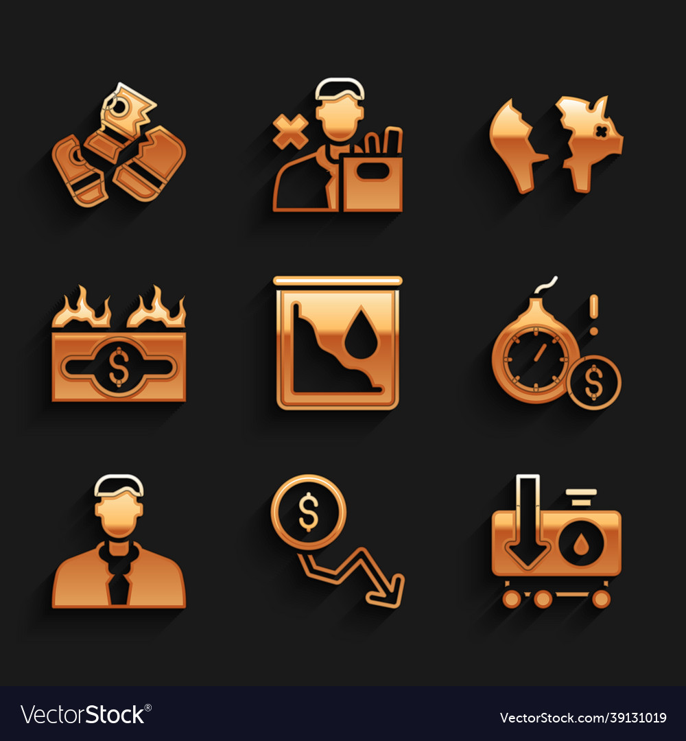 Set drop in crude oil price dollar rate decrease Vector Image