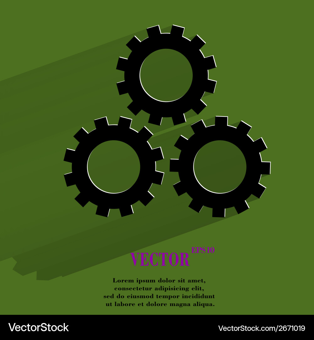 Settings sign web icon flat design Royalty Free Vector Image