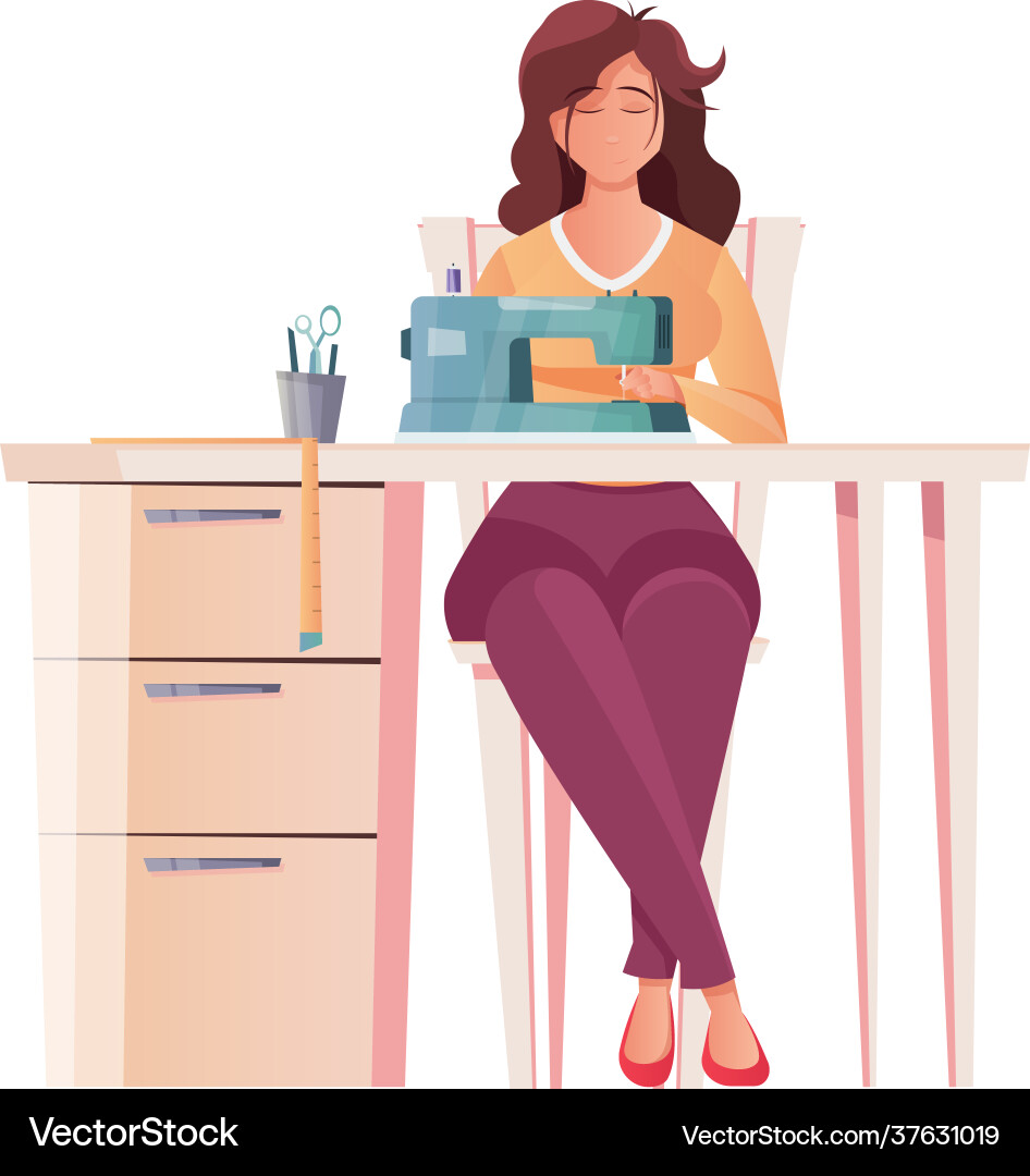 Tailor at work composition Royalty Free Vector Image