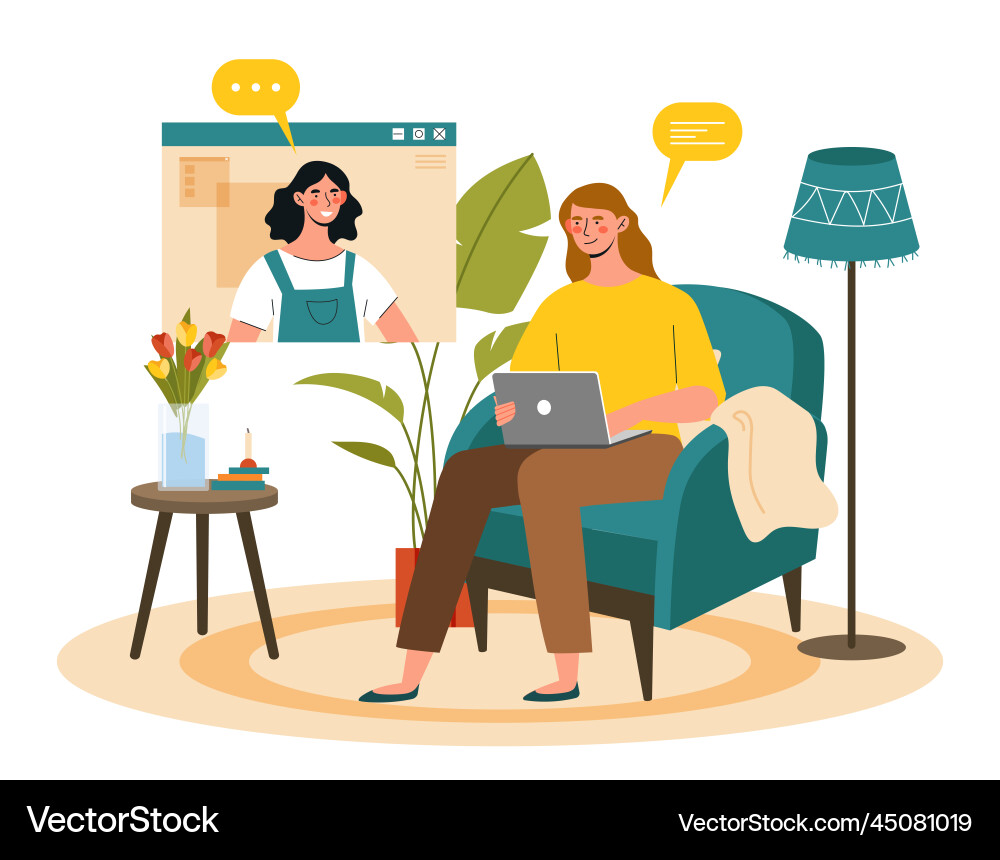 Video call at home Royalty Free Vector Image - VectorStock