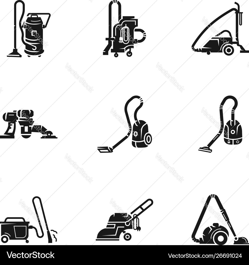Electric vacuum cleaner icon set simple style Vector Image