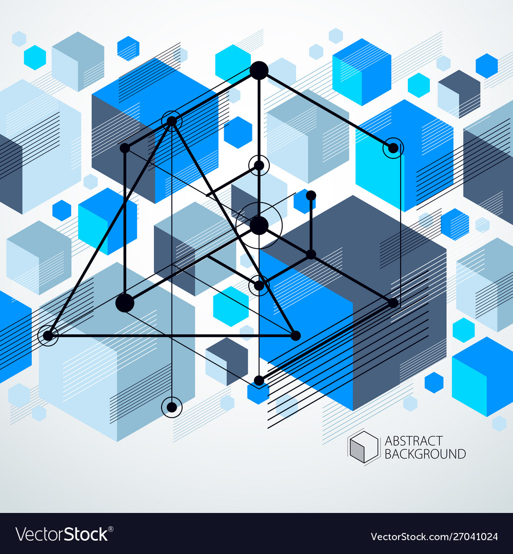 Geometric technology blue drawing 3d technical Vector Image