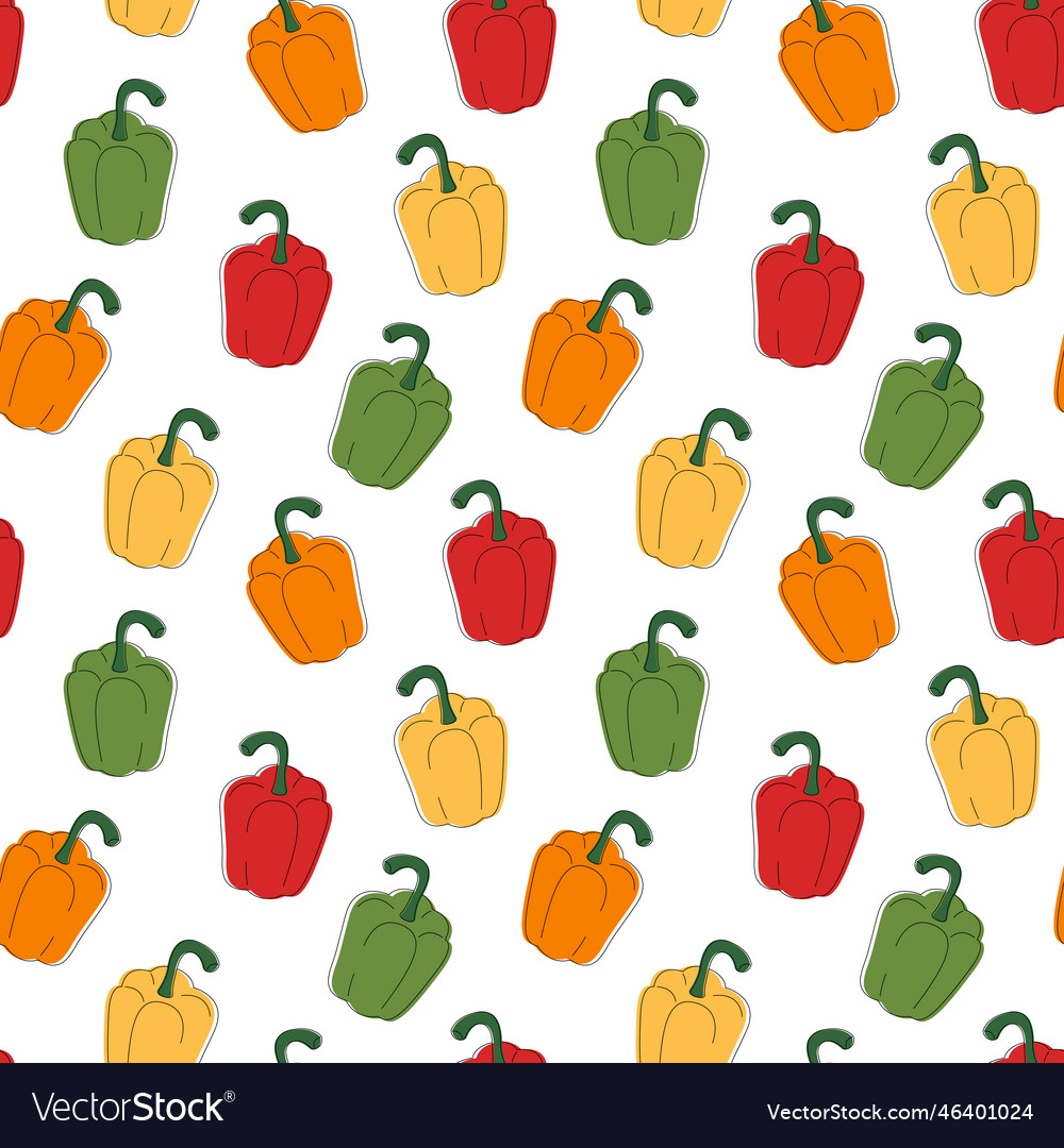 Multi-colored bell pepper pattern Royalty Free Vector Image