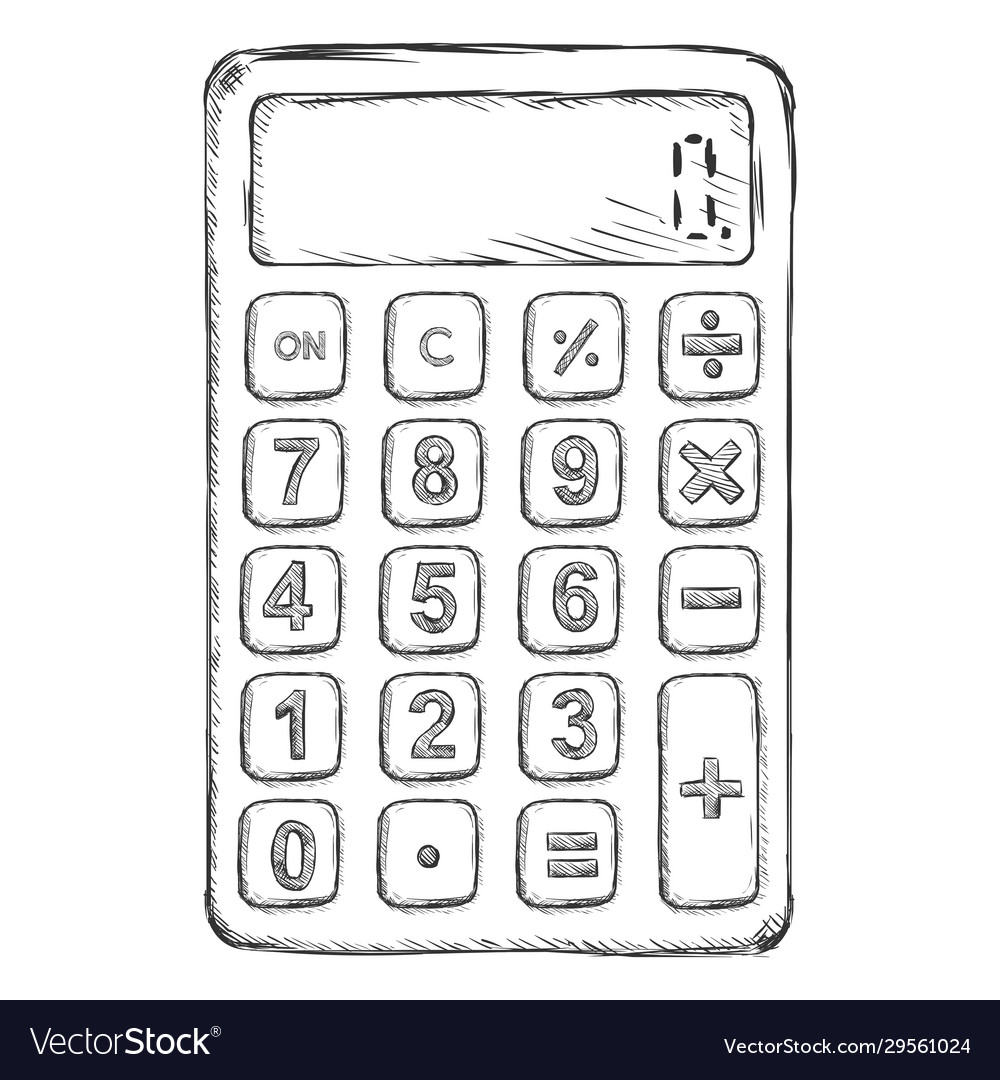 Sketch flat calculator Royalty Free Vector Image Sketch flat calculator Royalty Free Vector Image