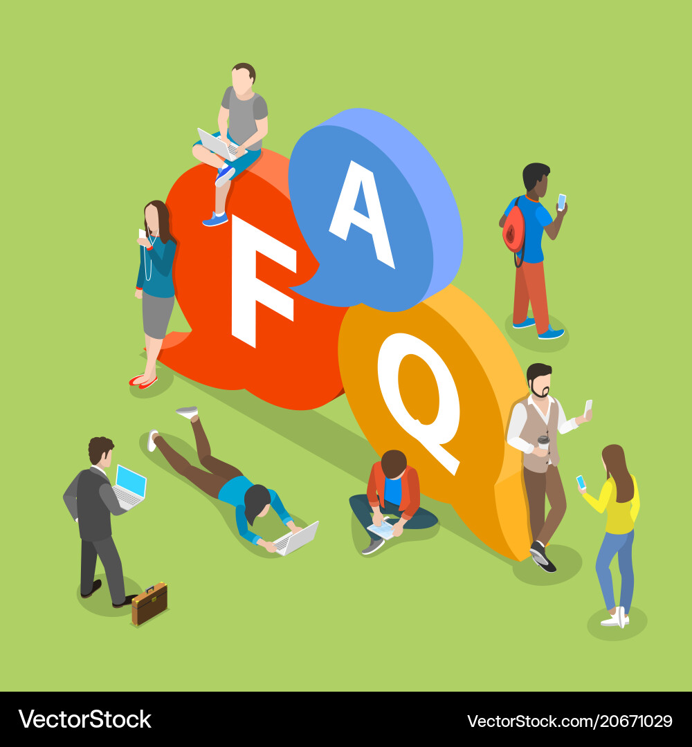 Faq flat isometric concept Royalty Free Vector Image