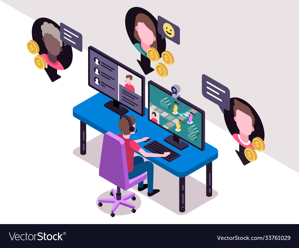Isometric a streamer Royalty Free Vector Image