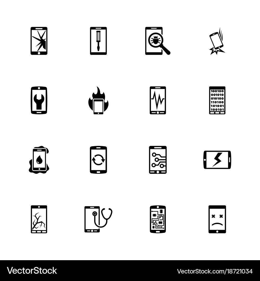 Smartphone repair - flat icons Royalty Free Vector Image