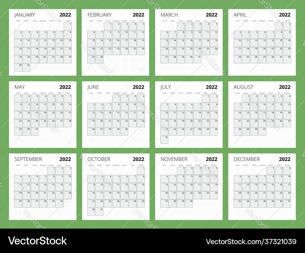 Calendar planner for 2022 template Royalty Free Vector Image