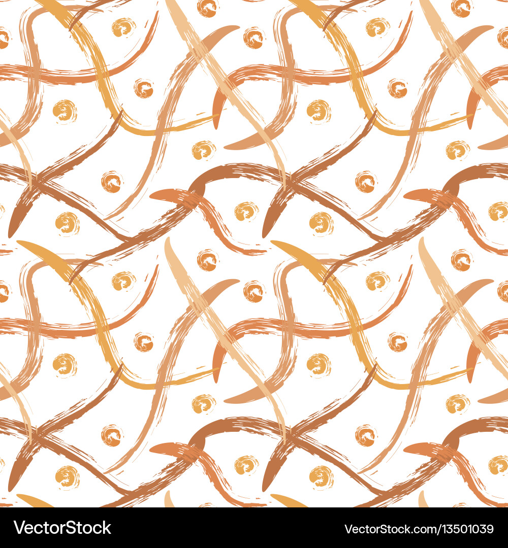 Orange pattern of circles and brush strokes Vector Image