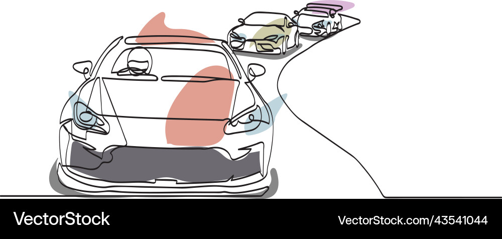 Continuous one line art car racing gt daytona Vector Image