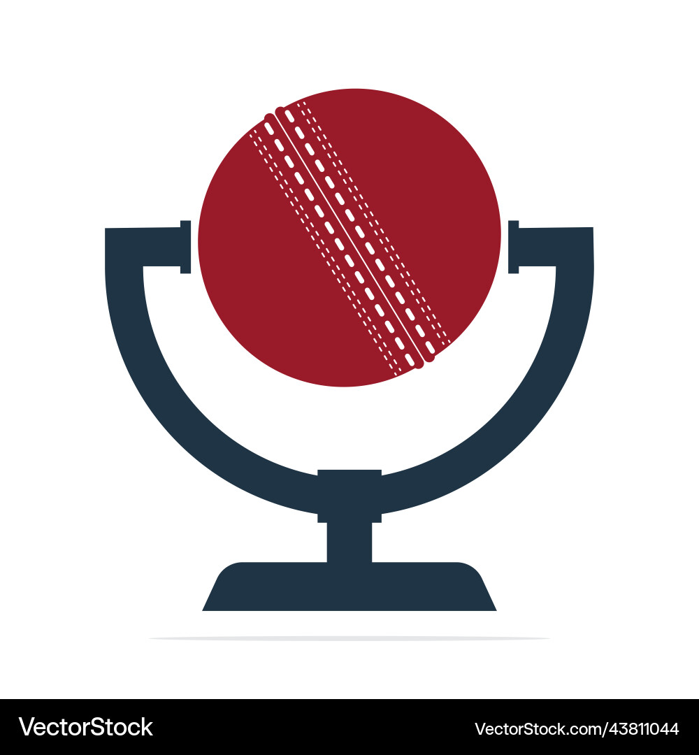 Cricket podcast logo in trophy shape Royalty Free Vector