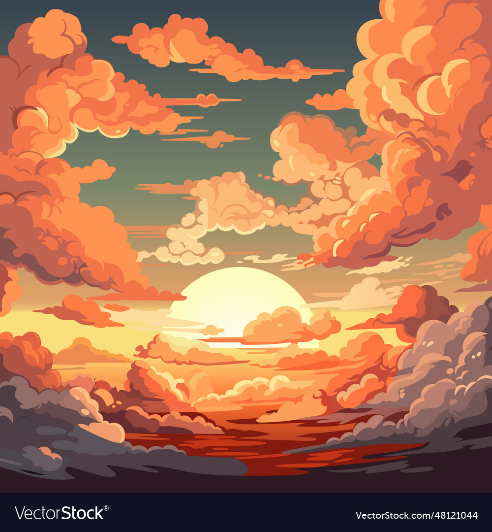 Evening sky clouds sunset background Royalty Free Vector Evening sky clouds sunset background Royalty Free Vector