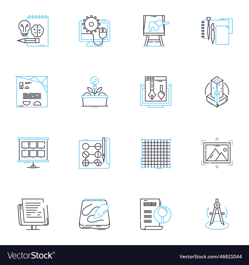Image processing linear icons set pixels filters Vector Image