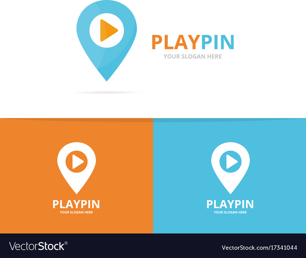Map pointer and button play logo Royalty Free Vector Image