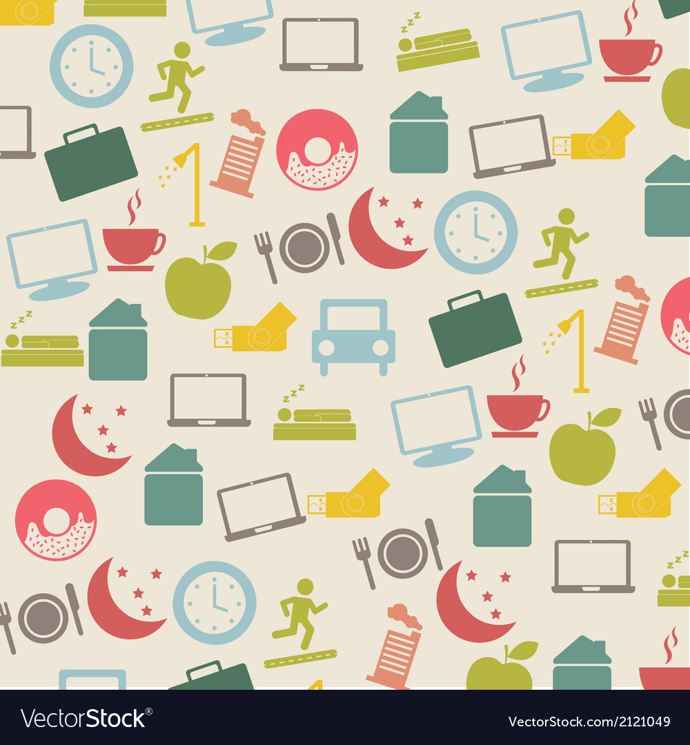 Daily routine icons over white background Vector Image