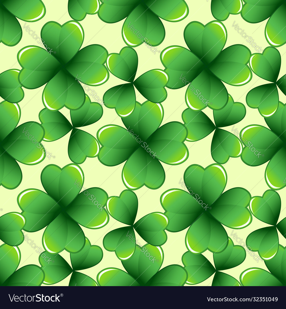 Green Clover Leaves Seamless Pattern Royalty Free Vector