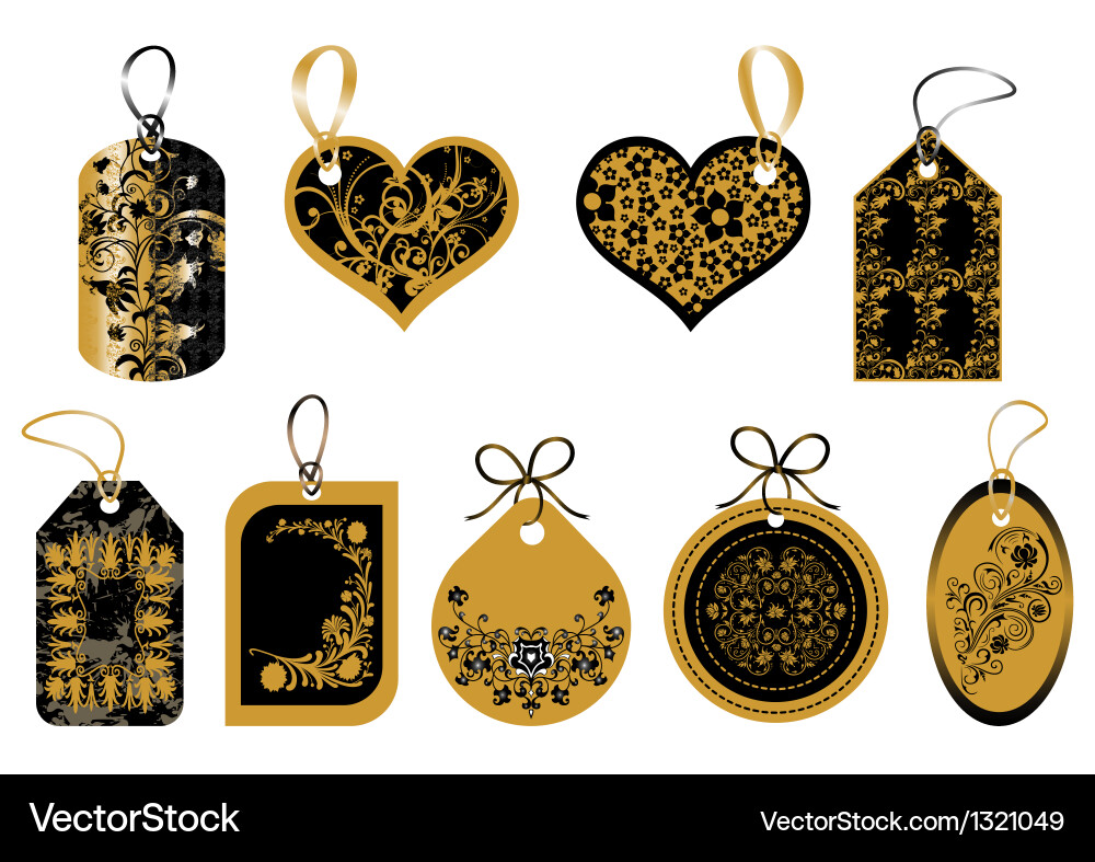 Labels in gold and black colors Royalty Free Vector Image