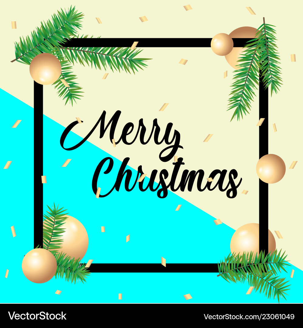 Merry christmas greeting card in square frames Vector Image