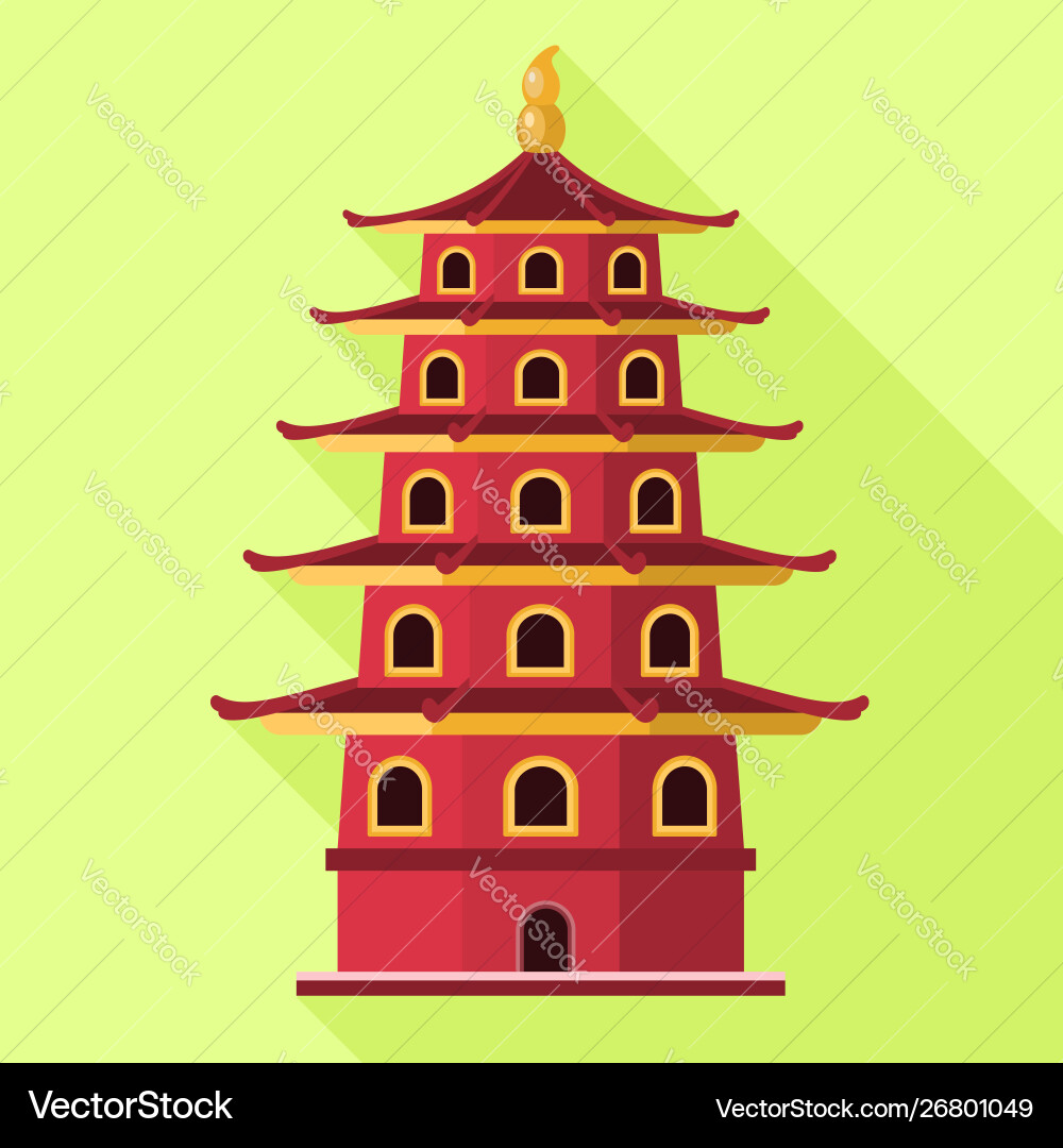 Vietnam red building icon flat style Royalty Free Vector