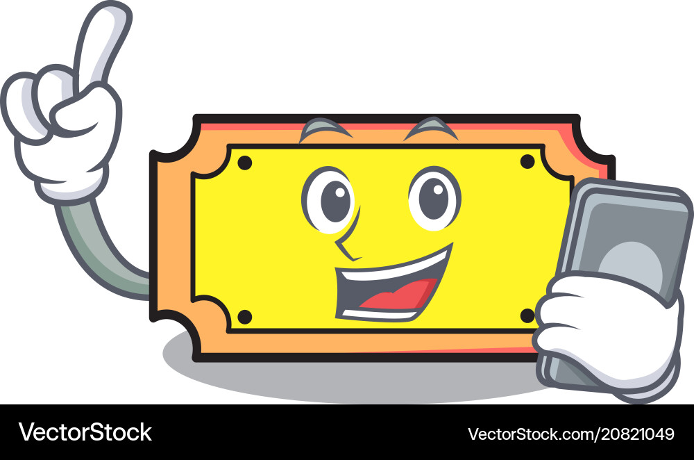 With phone ticket character cartoon style Vector Image