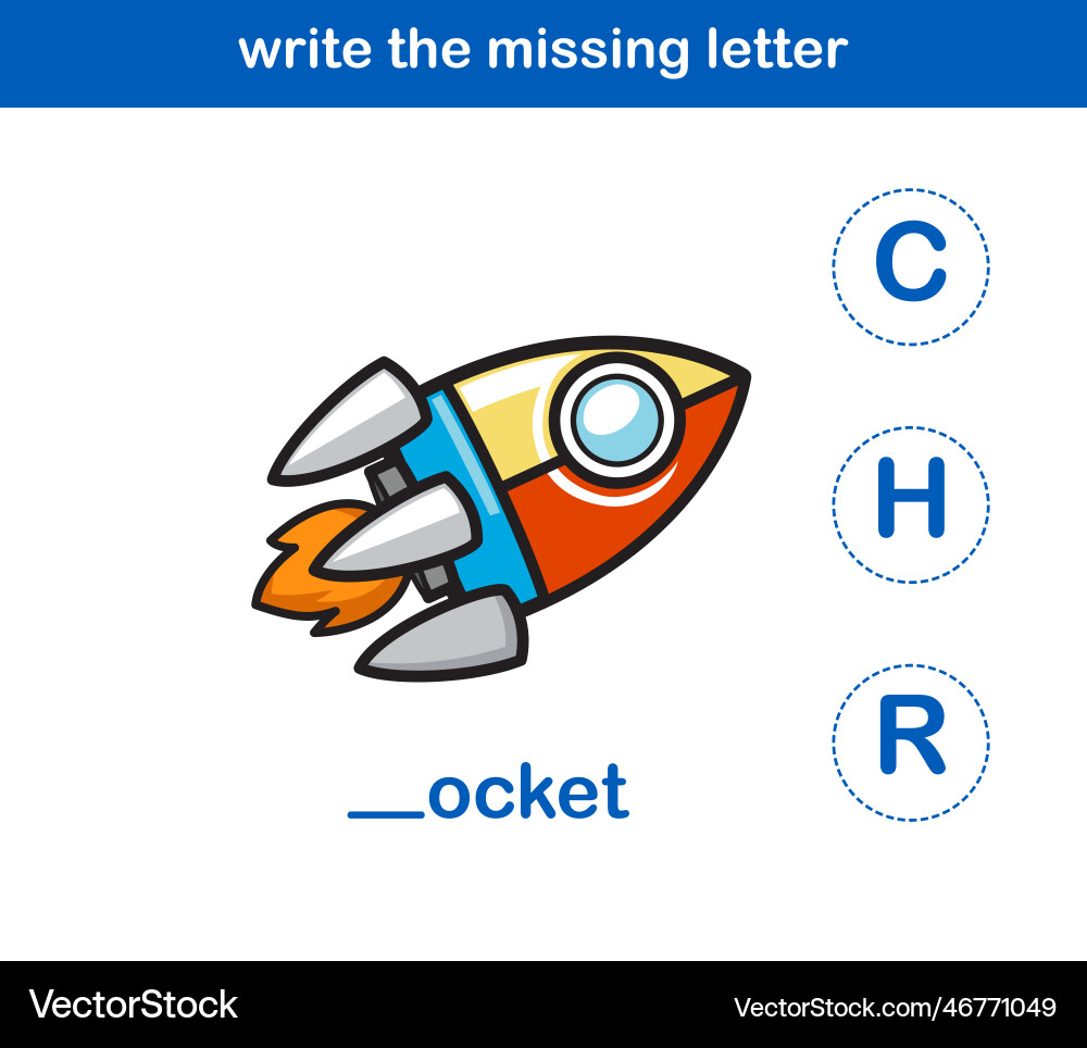 Write the missing letter Royalty Free Vector Image