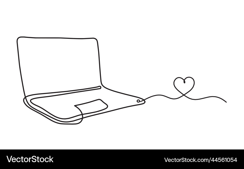 Abstract laptop with heart as line drawing Vector Image